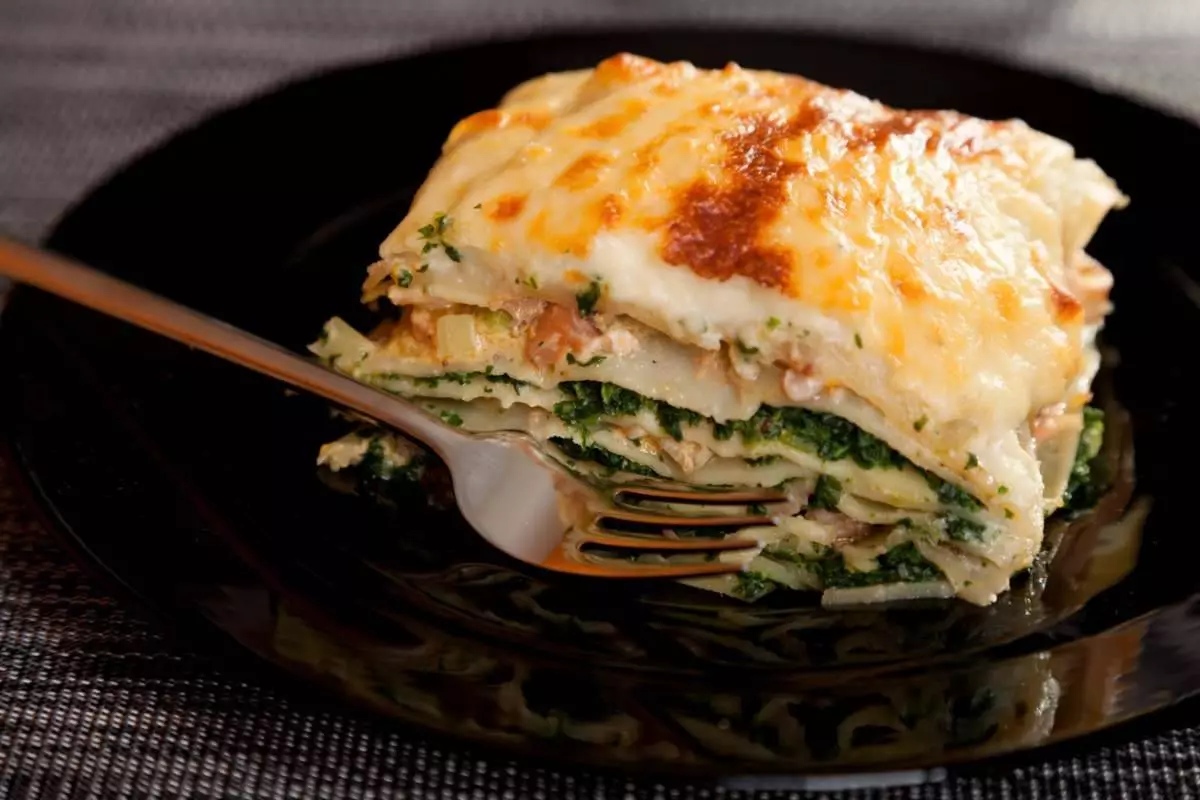 Spinach sy salmon lasagna