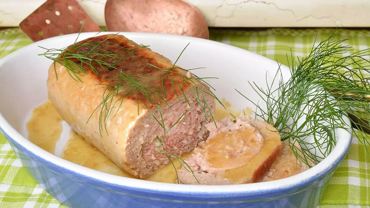 Baked meatloaf with cottage cheese