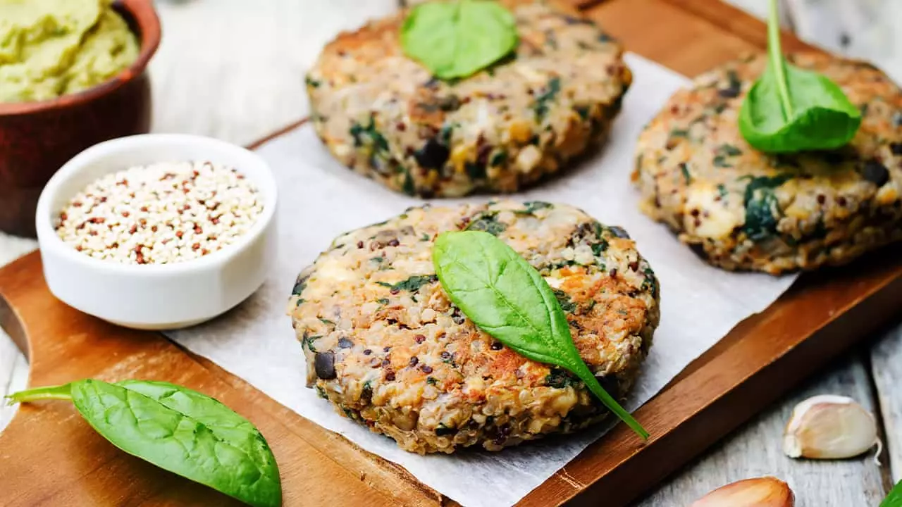 Aubergine en peper burger