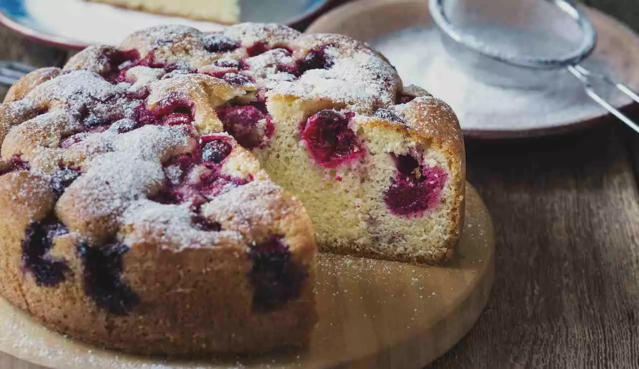 impressão de receita de torta de cereja sem manteiga