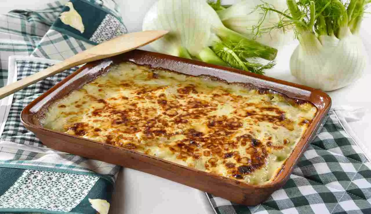 Fennel Parmesan au gratin miaraka amin'ny bechamel | tsara mahagaga