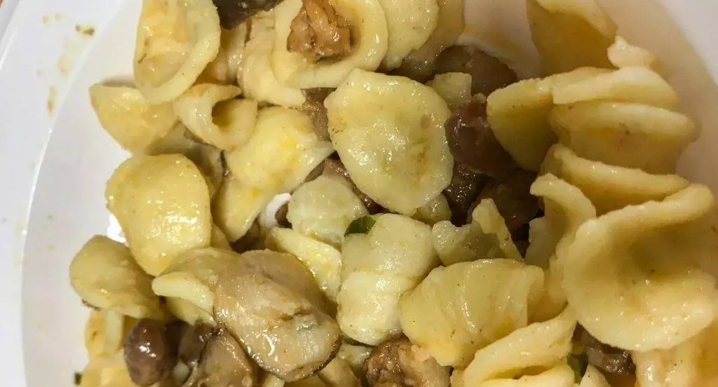 Orecchiette મશરૂમ્સ અને Gorgonzola