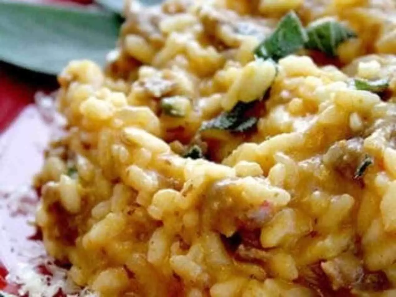 Pumpa- och korvrisotto