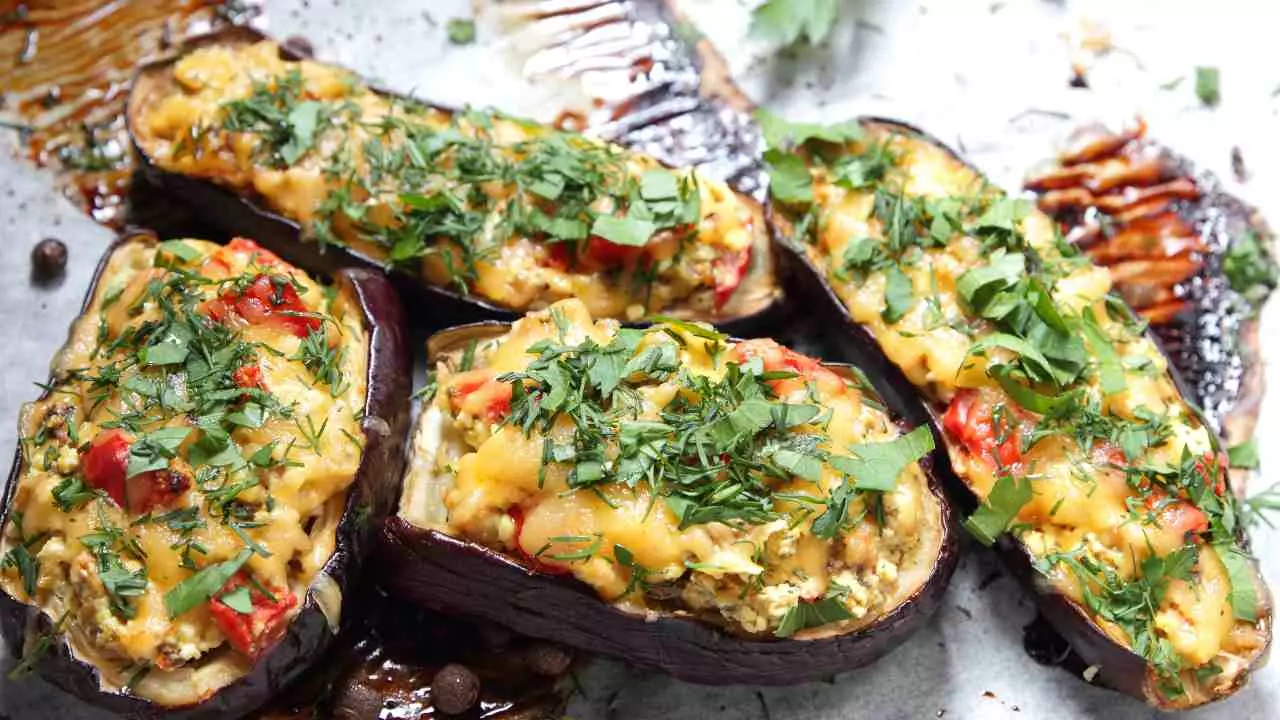 aubergine farcie riz tomate et fromage