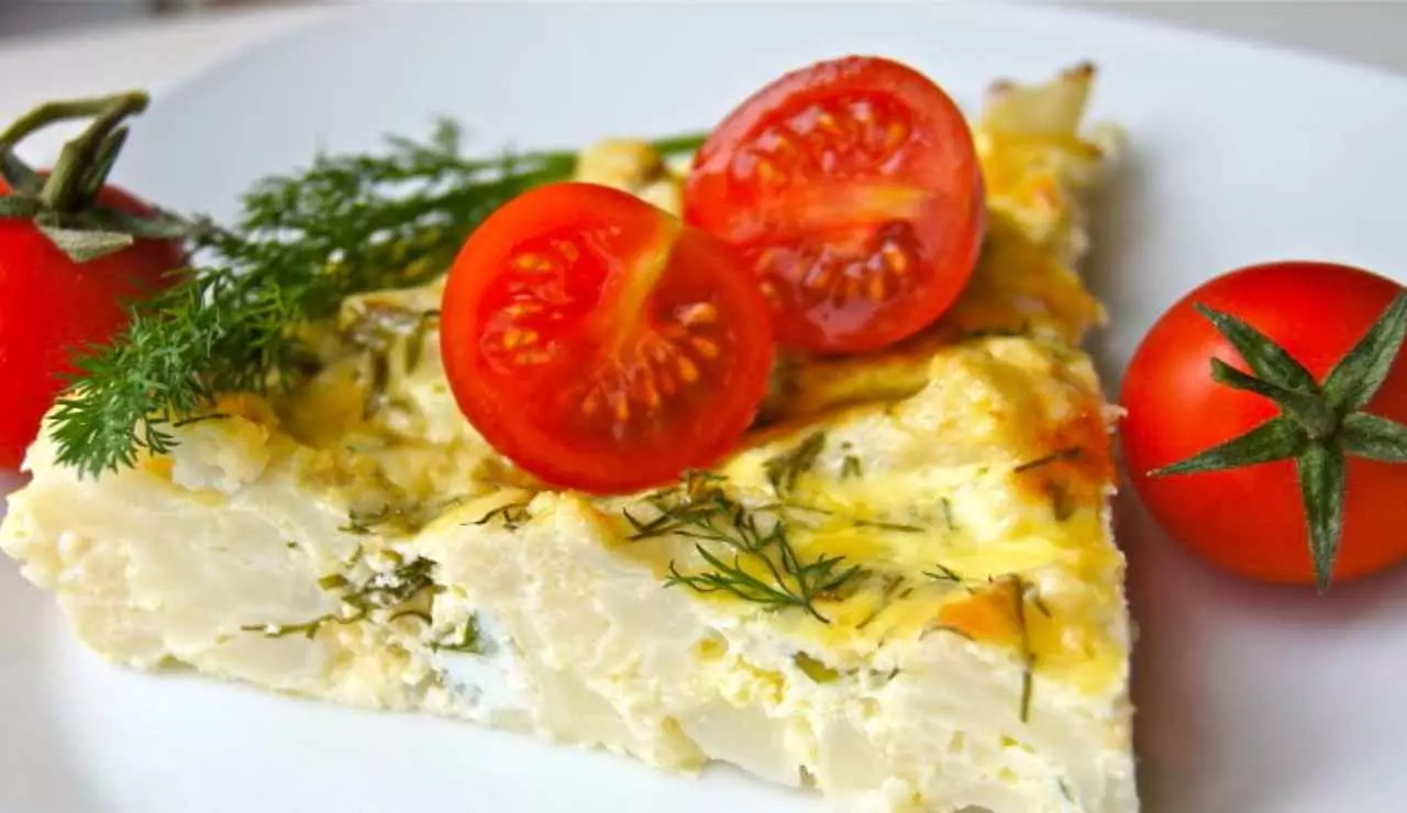 Blomkål og kartoffel omelet