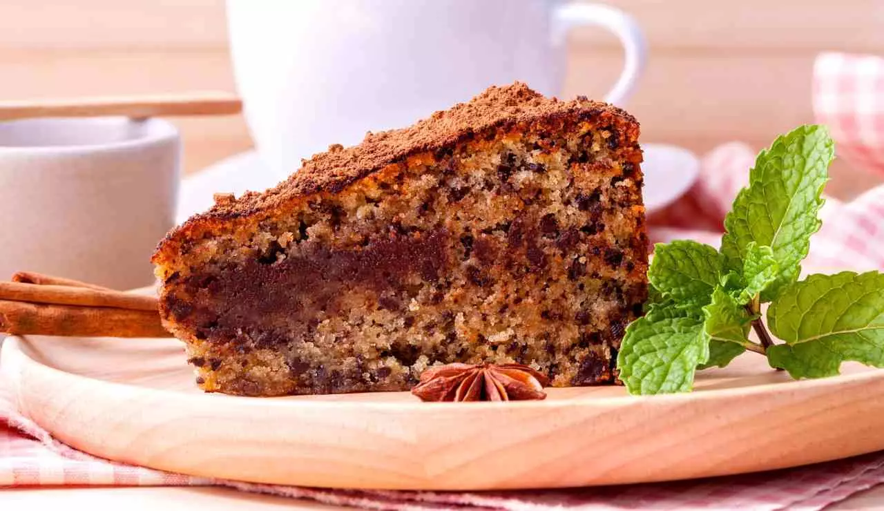 Impressão de receita de bolo de canela e pepitas de chocolate