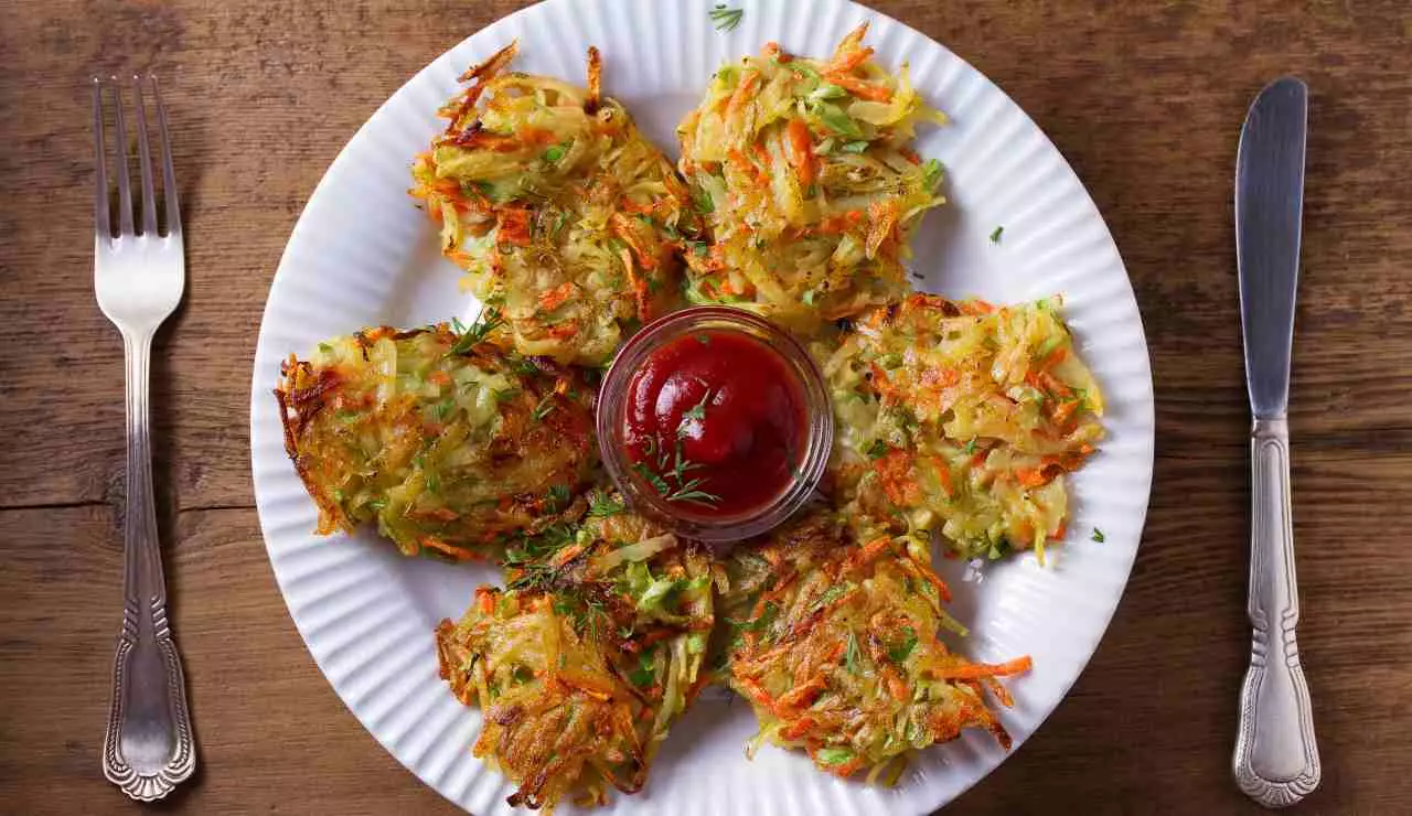 Pancake tepung chickpea dengan sayur-sayuran - cetakan resipi