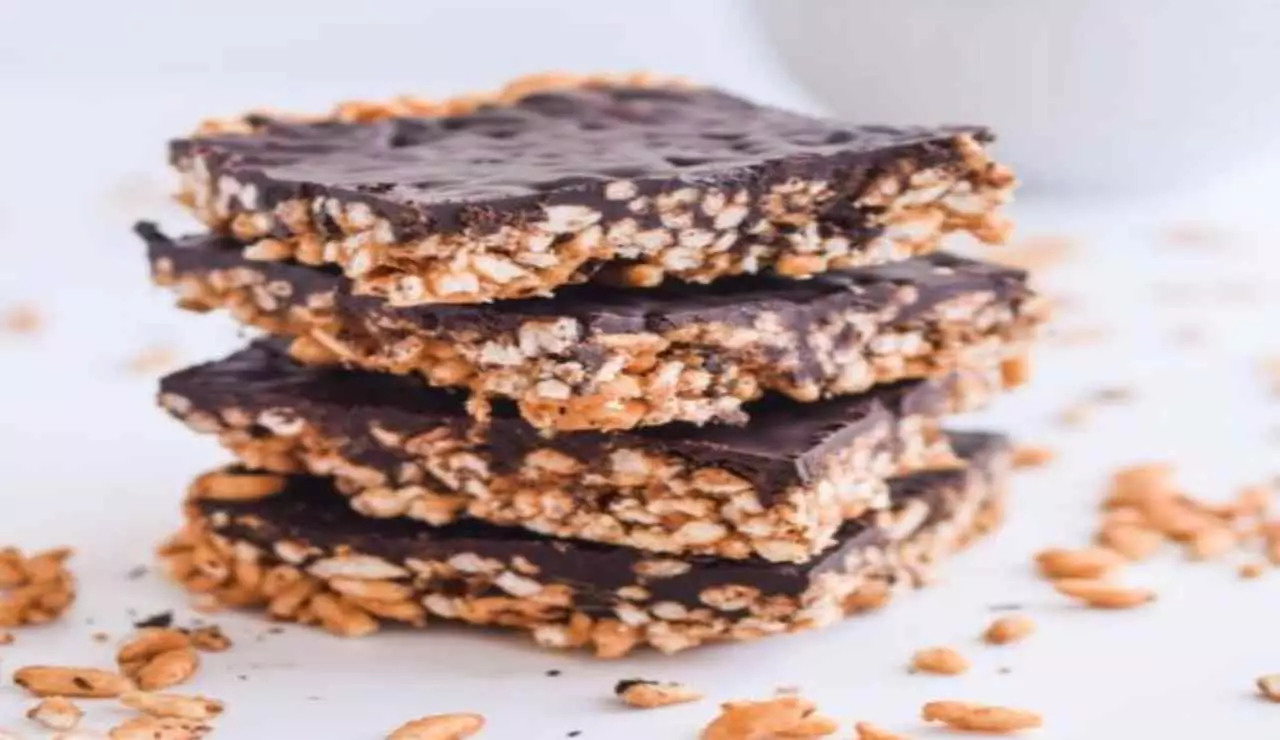 Peanut butter and coconut chocolate puffed rice squares