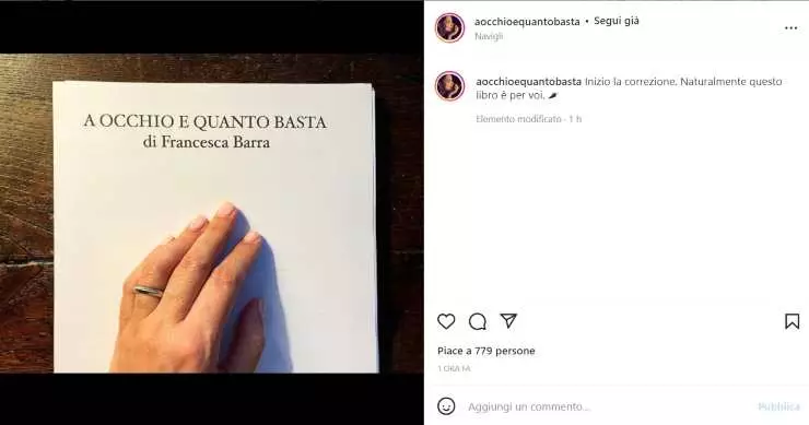 Francesca Barra නිවේදනය - RIcettaSprint