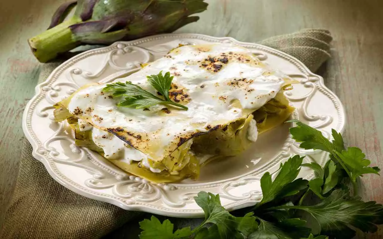 resep lasagna artichokes scamorza PHOTO ricettsprint