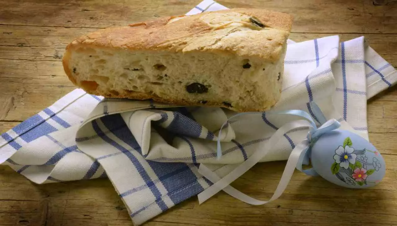 Sweet focaccia with raisins - recipe print