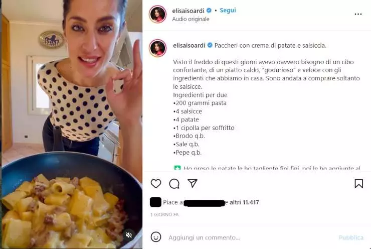 Elisa Isoardi eldar pasta - RicettaSprint