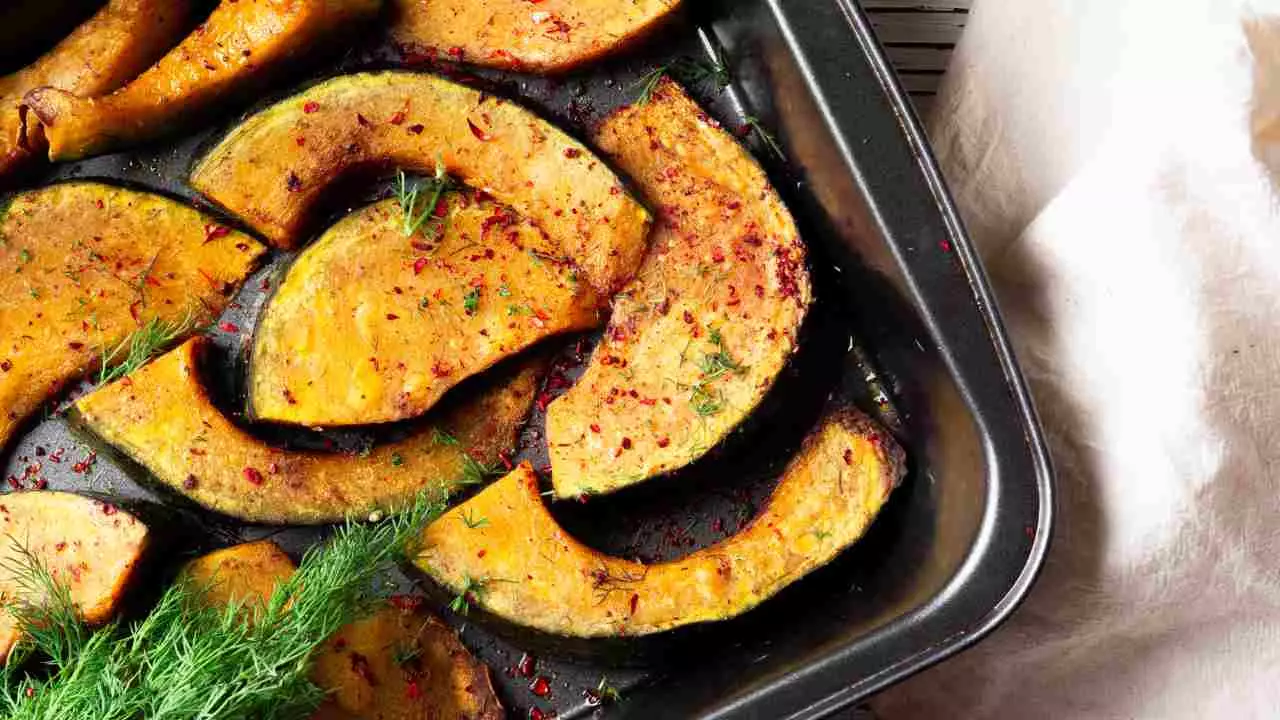 baked pumpkin au gratin, in sprint en lekker bygerecht