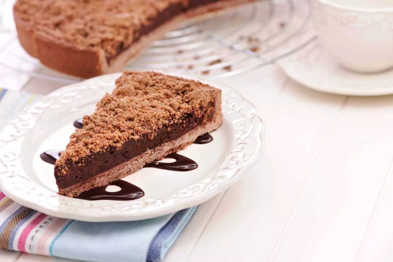 Shortcrust pastry cake with dark chocolate a crumbly dessert