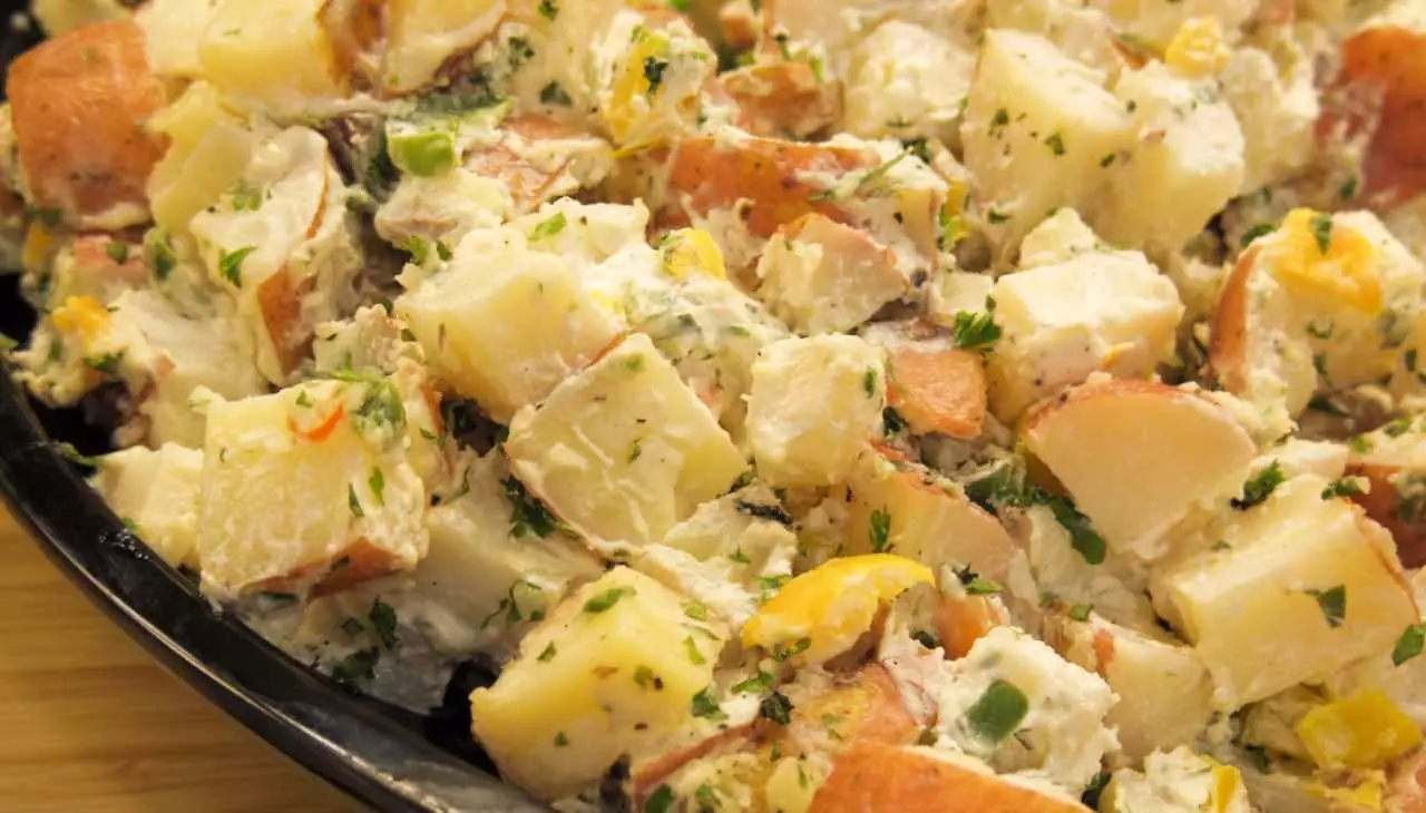 Potato tuna salad with salmon recipe