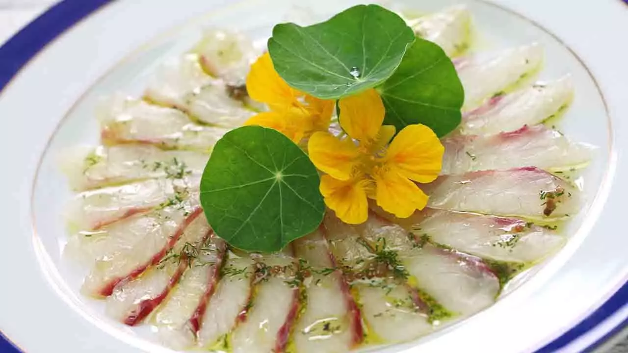 Goldbrasse für eine delikate Vorspeise kochen, Carpaccio ist genau das Richtige