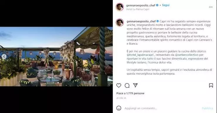 Gennaro Esposito conquista Capri: o chef xa non está na pel 37169_2