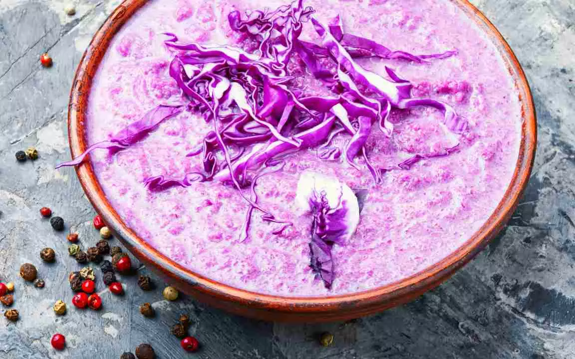 Cream na kabeji purple | Abinci na gaske kuma mai gayyata