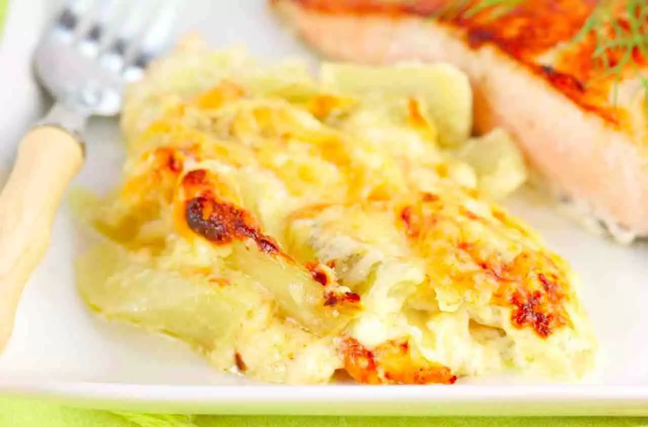 Fennel au gratin with ham and fontina resept preparation