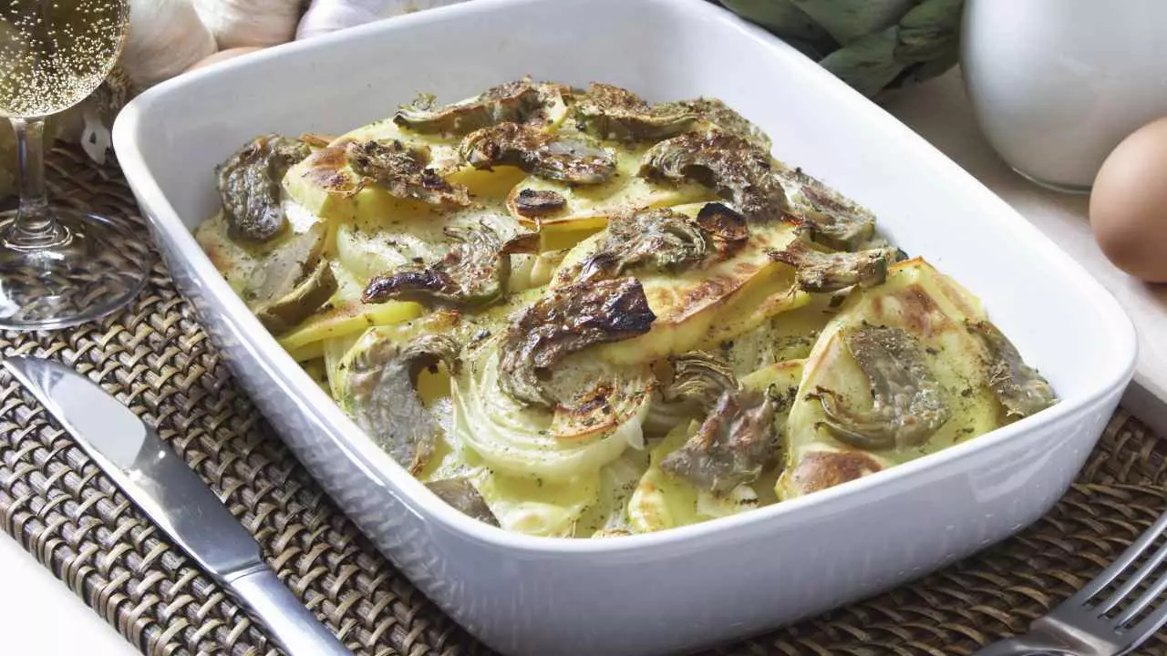 Artichoke እና ድንች flan | የጎን ምግብ ለማዘጋጀት ጣፋጭ እና ቀላል